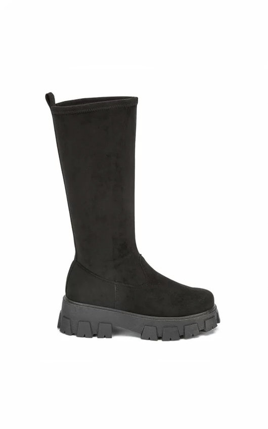 Black Ada Knee High Chunky Boots | ikrush
