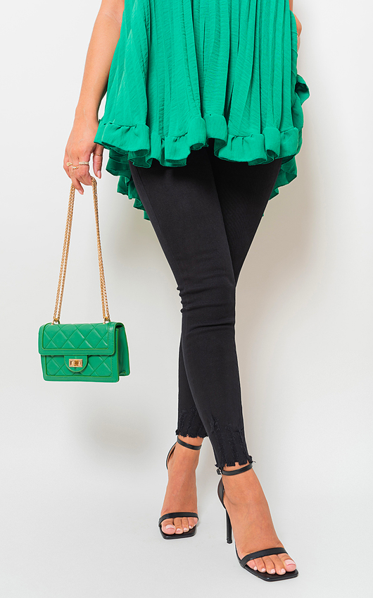 Brittany Ripped Hem Jeans in Black | ikrush