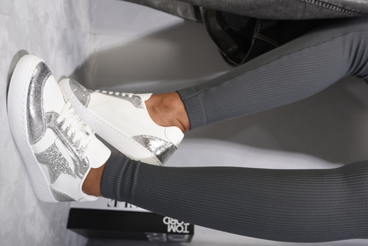 Silver Daphne Low Top Lace Up Trainers | ikrush