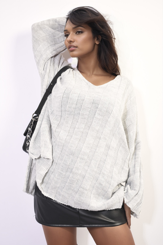 Grey Gabrielle Oversized Knitted Jumper | ikrush