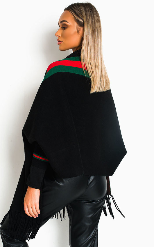 Geo Striped Cape in Black | ikrush