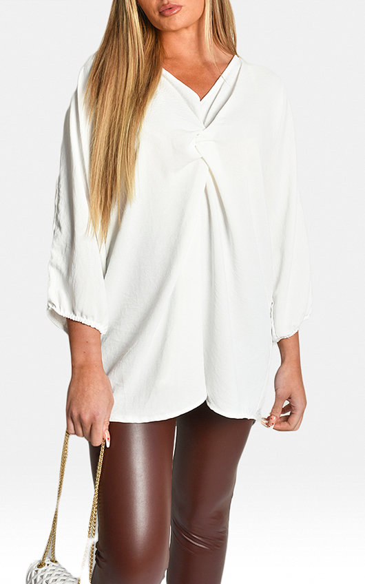 White Isha Twisted Front Top | ikrush