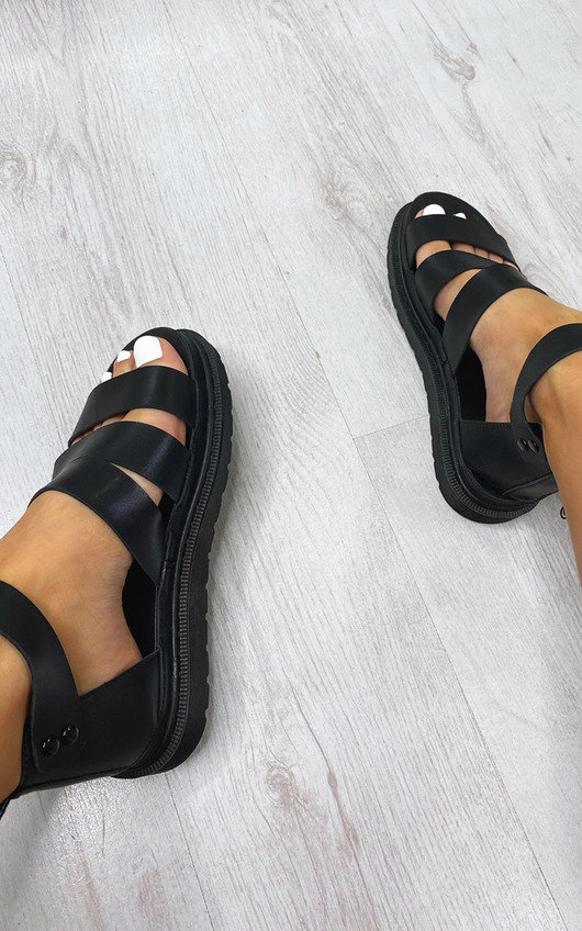 Black Jilly Strappy Sandals | ikrush