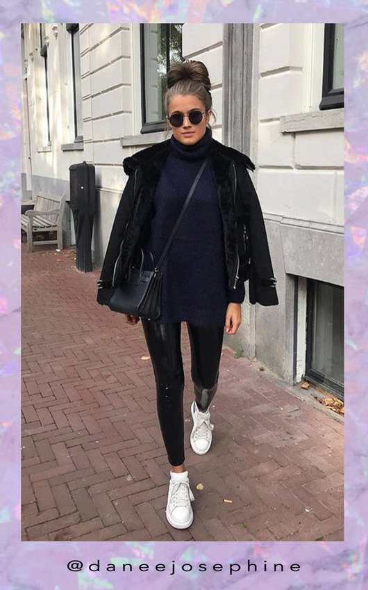 Black Keiro High Shine PU Trousers | ikrush