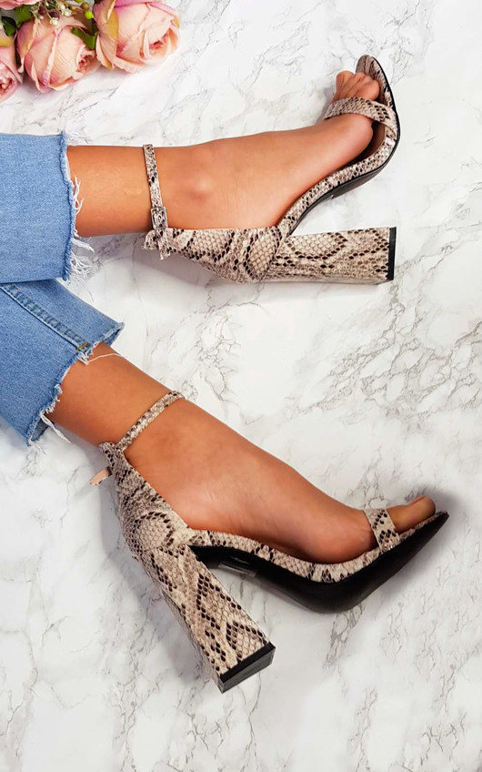 Snake Lola Barely There Block Heels | ikrush