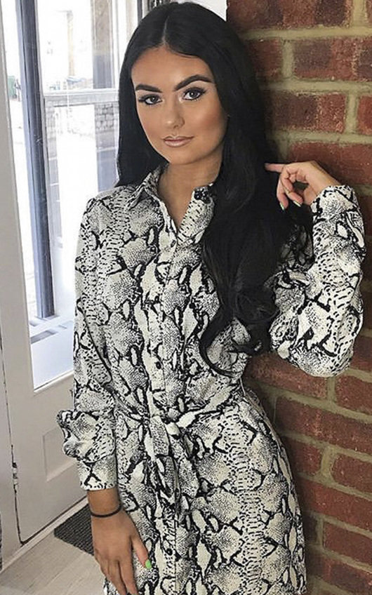 Snake Nicky Tie Waist Shirt Dress | ikrush