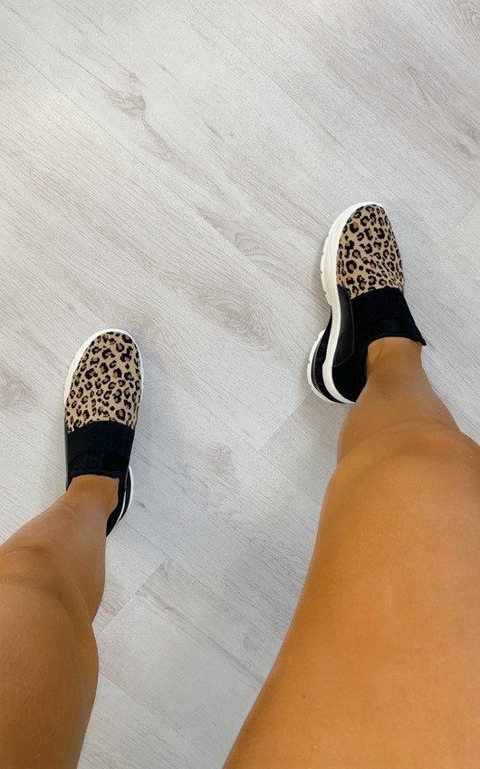 Leopard Sammy Mesh Pull On Trainers | ikrush