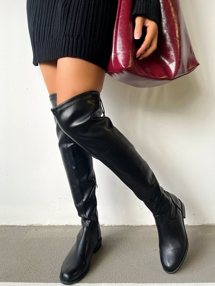 iKrush Detail Low Heel Knee High Boots Block Heel Boots Low Heel Knee ...